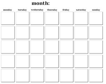Blank Calendar Template, 8.5 X 11 Inches, Vertical Printable Calendar ...
