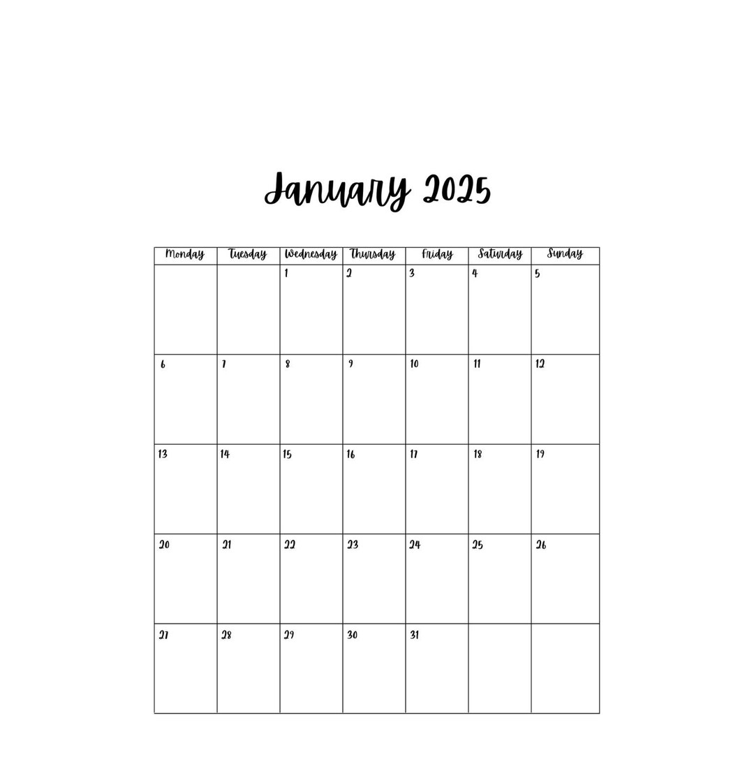 2025 Minimal Calendar, 12 Month, Dated, 8.5 X 11 Inches, Vertical ...