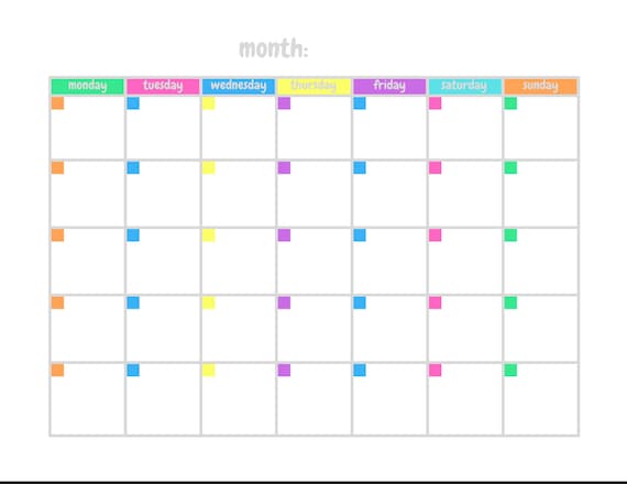 Download Printable Colorful Monthly Calendar Pdf Pastel Rainbow