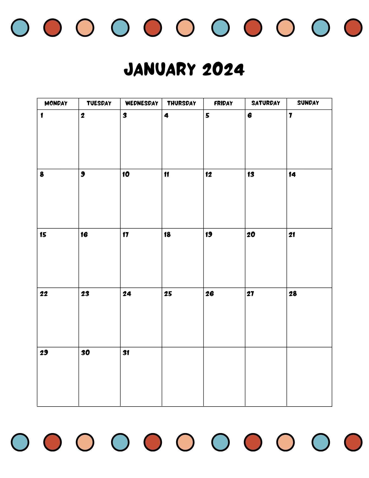 2024 Minimal Calendar, 12 Month, Dated, 8.5 X 11 Inches, Vertical ...