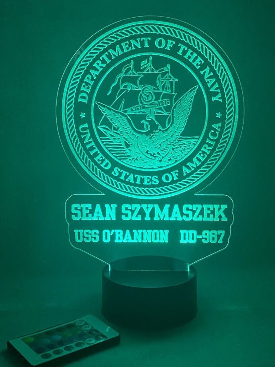 US Navy Logo Led Night Light, Personalized 16 Colors, Remote Control ...