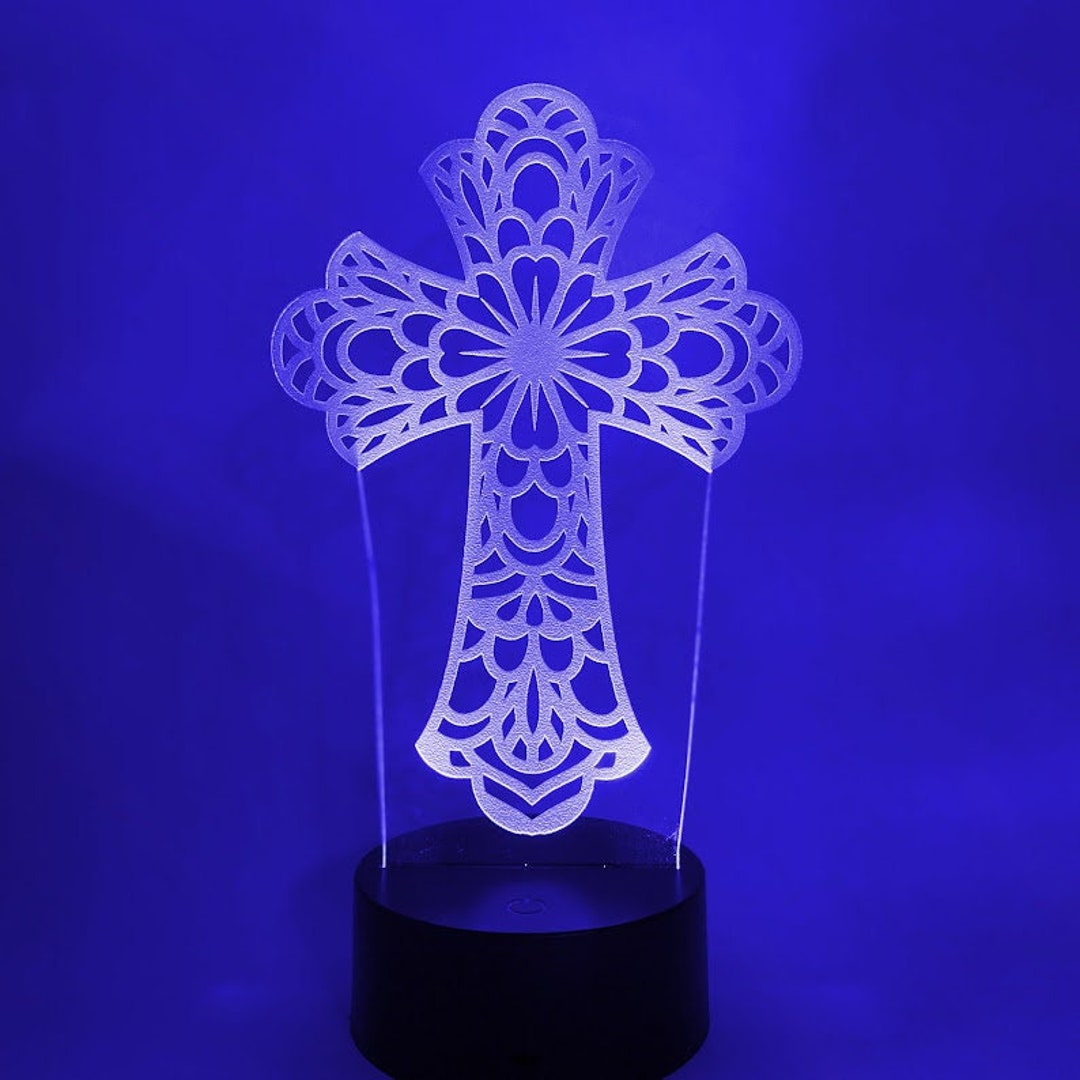 Cross Led Night Light, 16 Colors With Remote Control, Bible Study ...