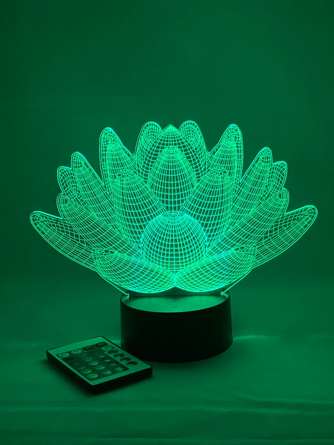 Lotus Flower Night Light, Aesthetic Decor, Zen Design, Feng Shui, W/ 16 ...