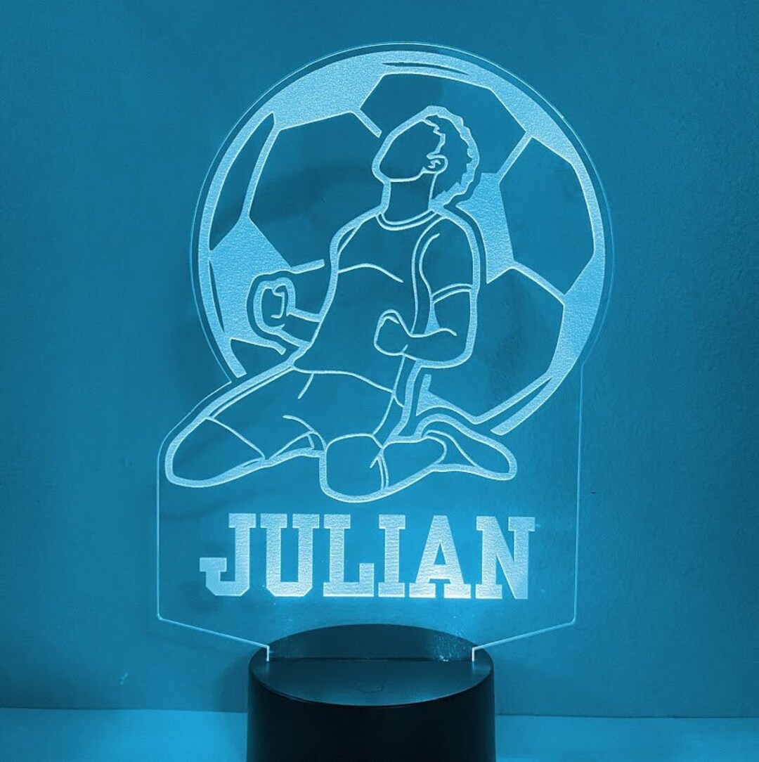 Soccer Player Night Light, Personalized 16 Colors, Remote Control Team ...