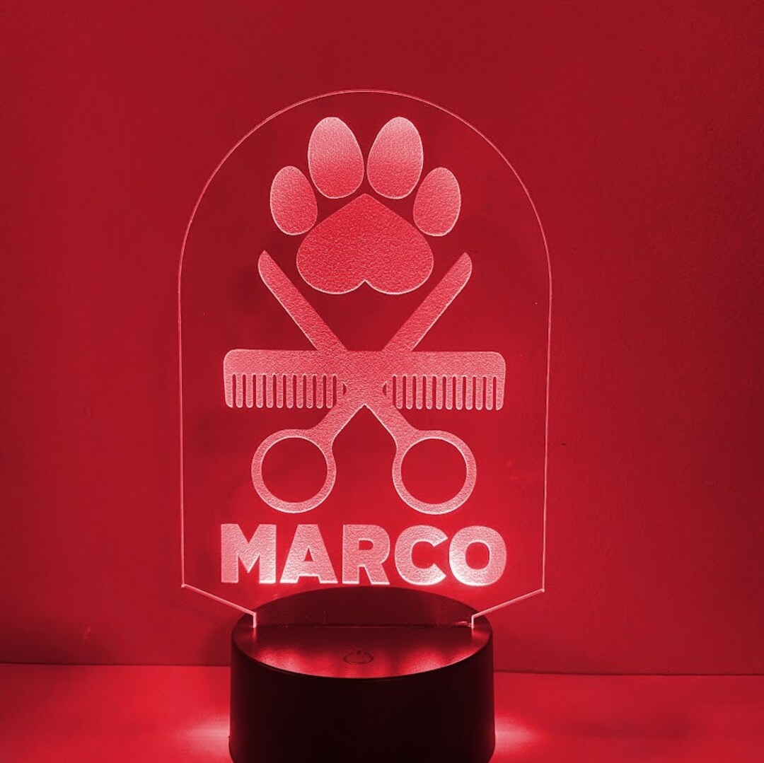Personalized Pet Grooming Led Night Light, 16 Colors, Remote Control ...
