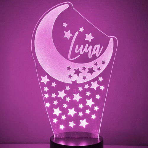 Moon and Stars Celestial Night Light Personalized Free LED - Etsy