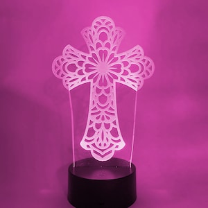 Cross Led Night Light, 16 Colors With Remote Control, Bible Study ...