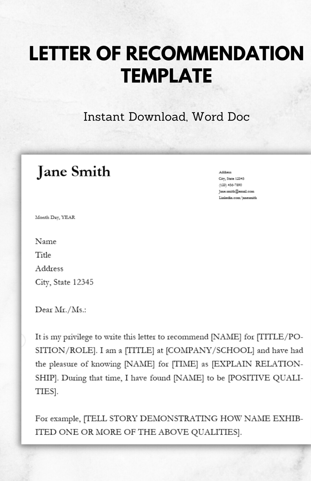 Letter Of Recommendation Template Includes Free Ebook Etsy Letter Of Recommendation Template Includes Free Ebook Etsy