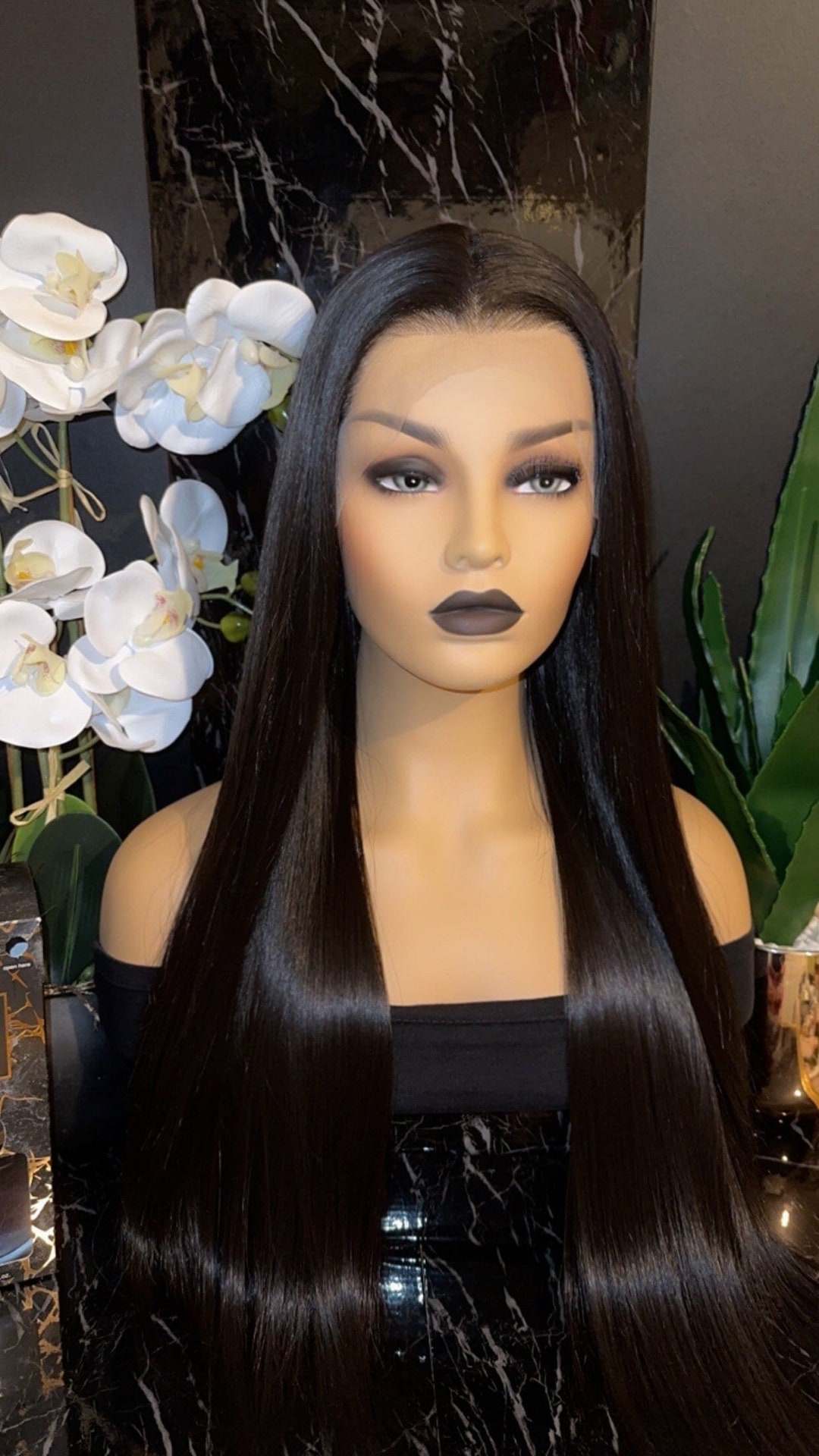 Straight Jet Black Lace Front Wig High Quality Wig With Middle Part ...