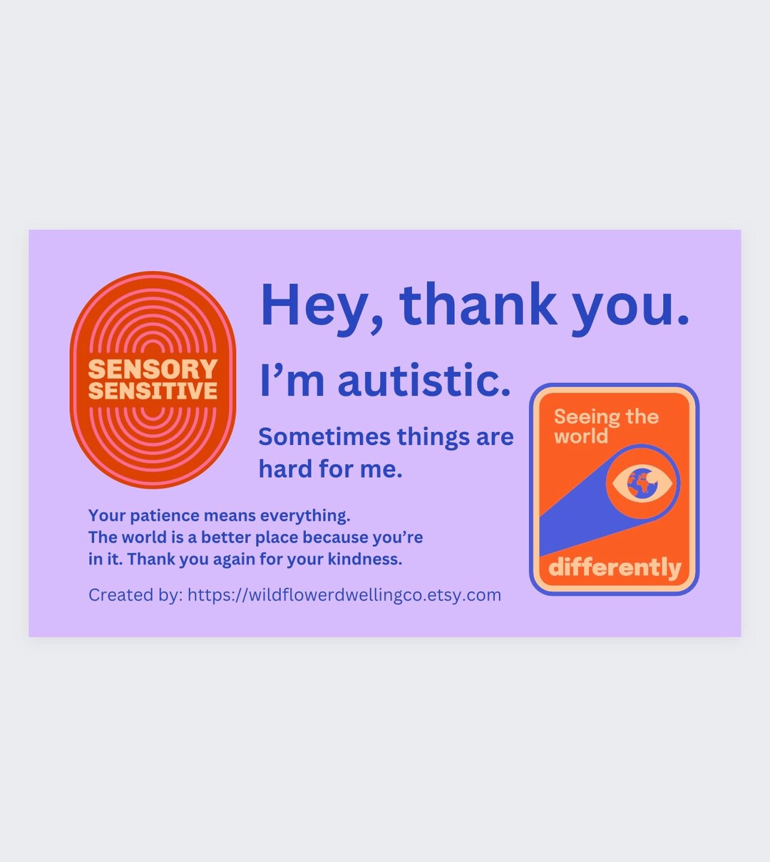 Autism Thank You Business Cards - Etsy