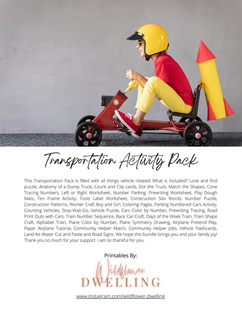 Transportation Activity Pack - Etsy