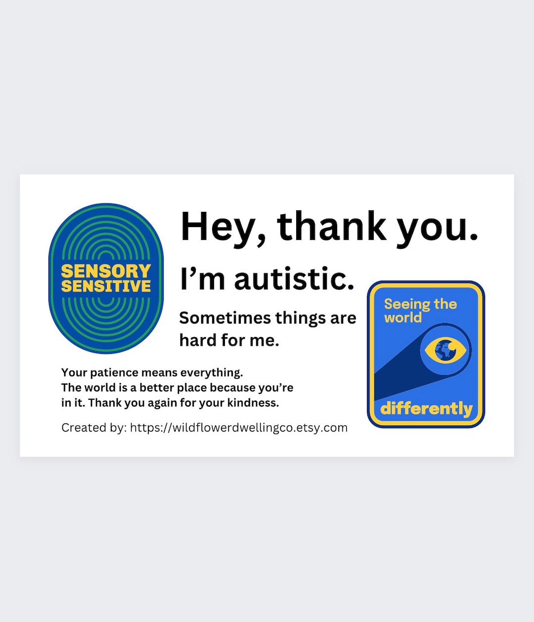Autism Thank You Business Cards - Etsy