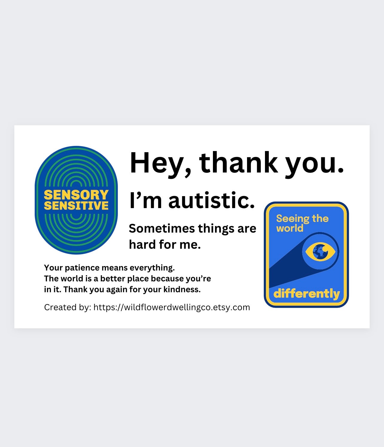 Autism Thank You Business Cards - Etsy