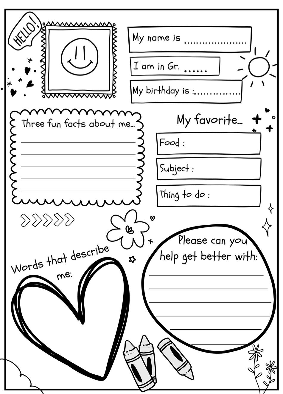 Back to School - All About Me Printable - Etsy