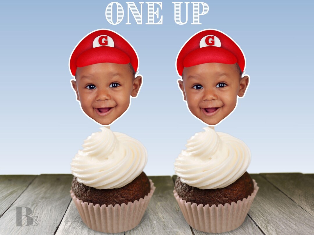 Mario One up Plumber Party Cupcake Toppers Video Game Custom Photo ...