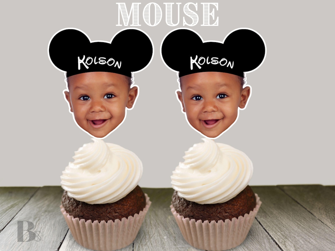 Mouse Ears Hat Birthday Party Cupcake Toppers Photo Custom Mouse ...