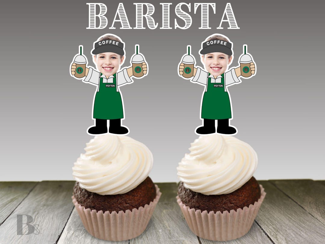 Barista Starbucks Party Pink Drink Decorations Custom Photo Cupcake ...