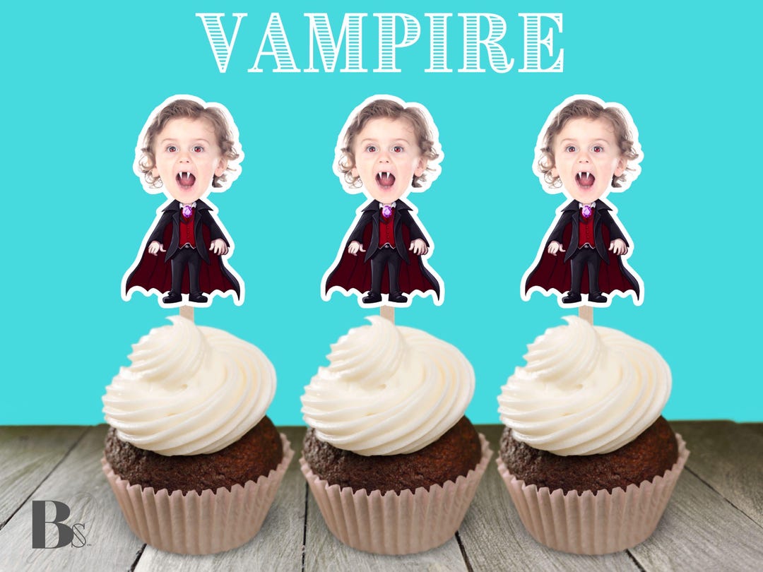 Vampire Halloween Birthday Booday Custom Photo Decor Decoration Cupcake ...