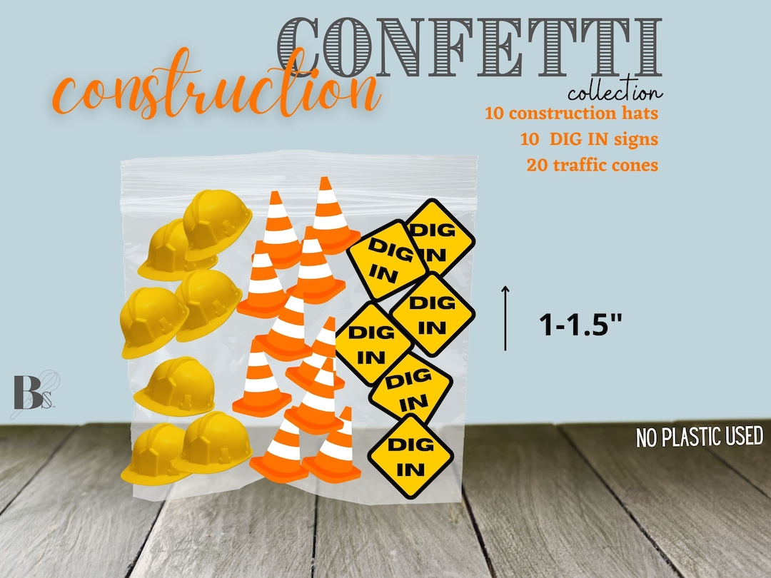 Two Fast Construction Confetti Modern Safety Cone Hard Hat Caution Sign ...