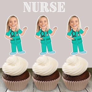 Nurse Graduation Gift Student Decorations Custom Photo Cupcake Topper ...