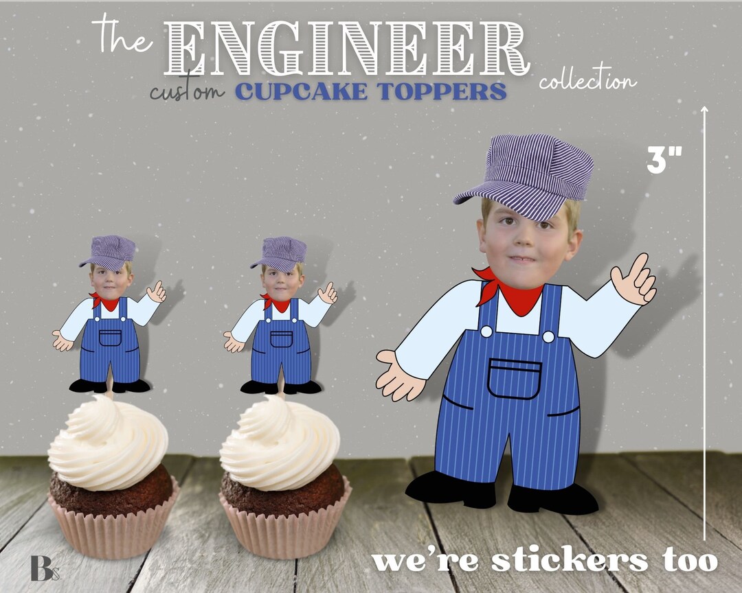 Train Birthday Conductor Engineer Party Cupcake Toppers Thomas - Etsy