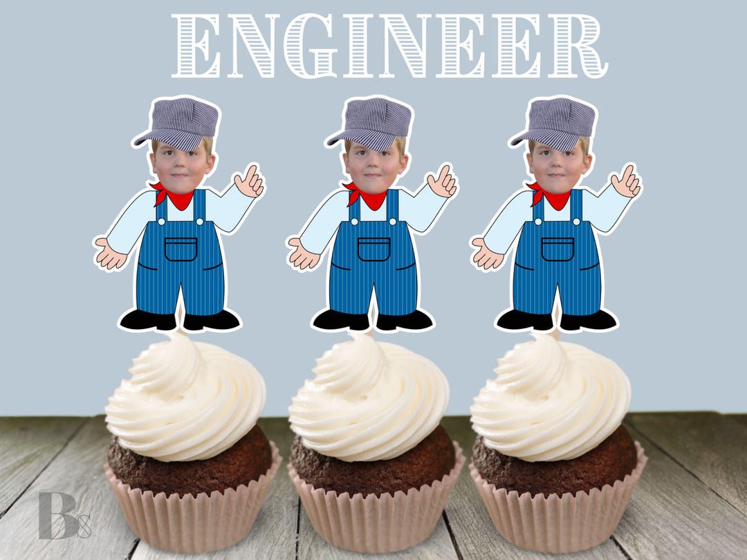 Train Birthday Conductor Engineer Party Cupcake Toppers Thomas Supply ...
