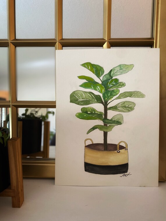 Watercolor Fig Tree Painting 9x12 - Etsy
