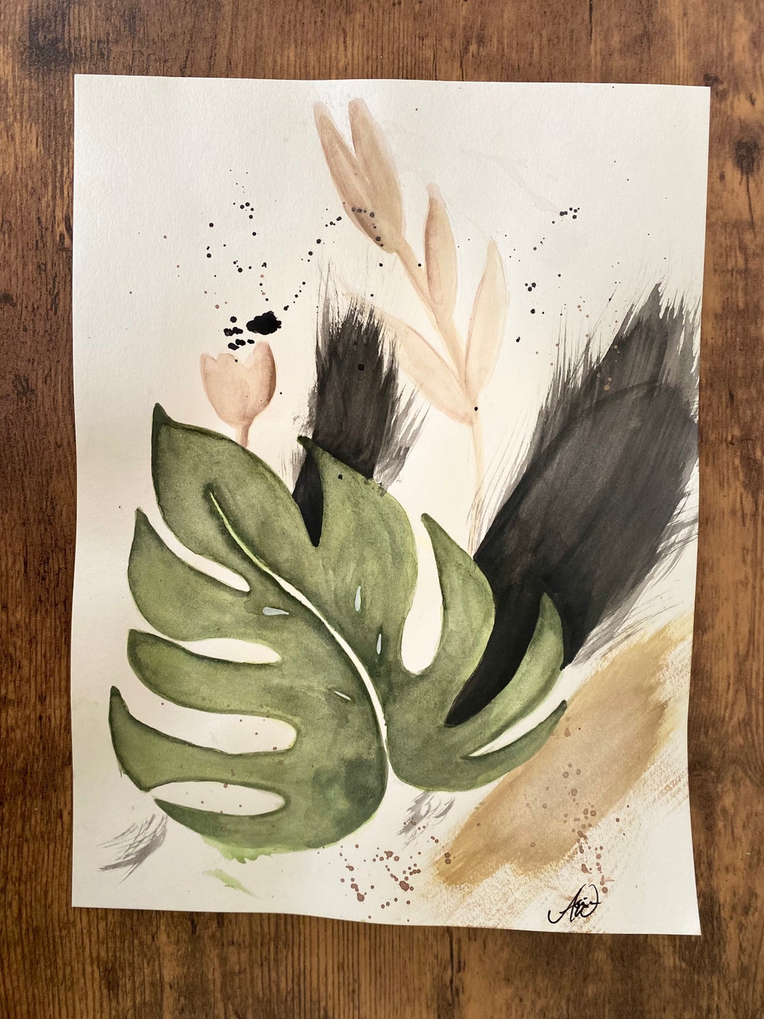 Monstera Leaf Watercolor - Etsy