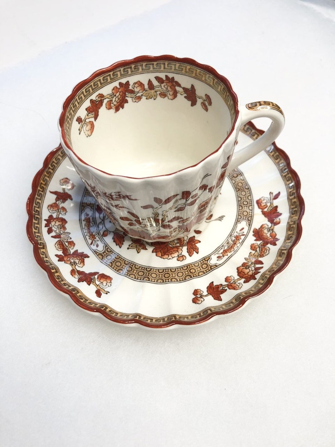 Copeland Spode Indian Tree Flat Cup & Saucer Set orange Rust - Etsy