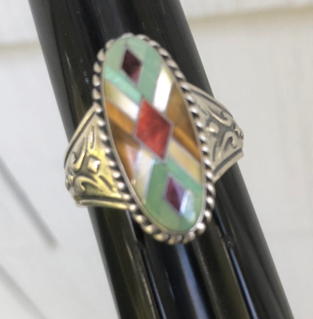 Carolyn Pollack Relios Sterling With Inlay Ring Size 11 - Etsy