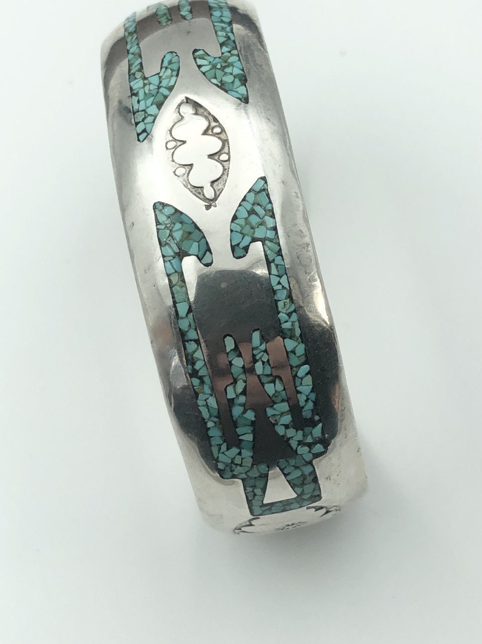 Delvin J Nelson Navajo Sterling & Inlaid Turquoise Cuff - Etsy
