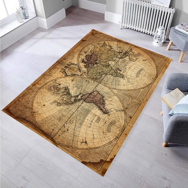 World Map Rug - Etsy