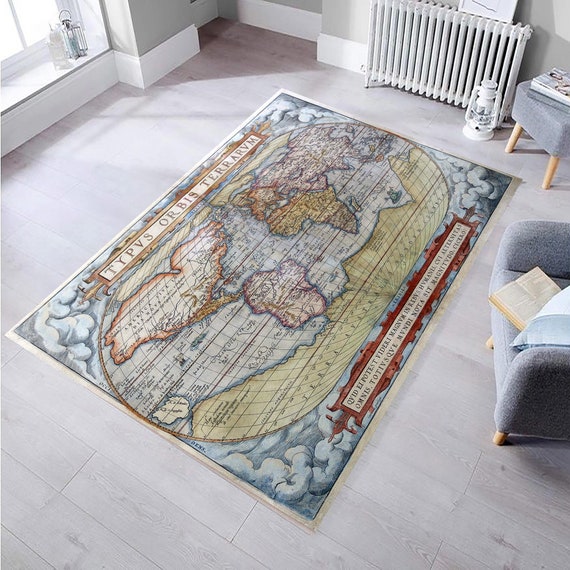 World Map Modern Rug Retro Rug Custom Rug Home Decor Rug - Etsy
