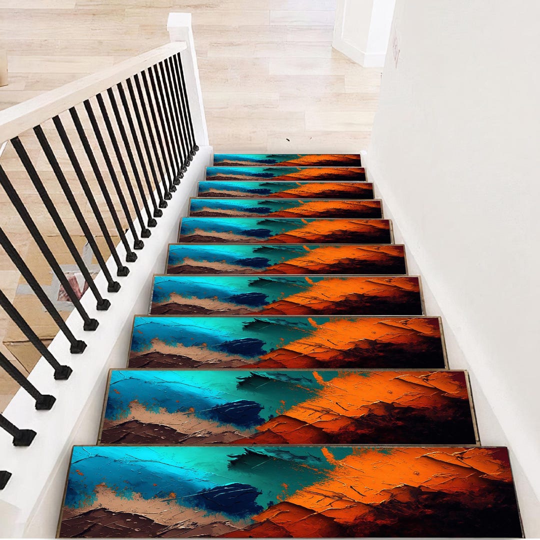 Colorful Mat, Abstract Stair Treads, Multi-colored Rug, Modern Art ...