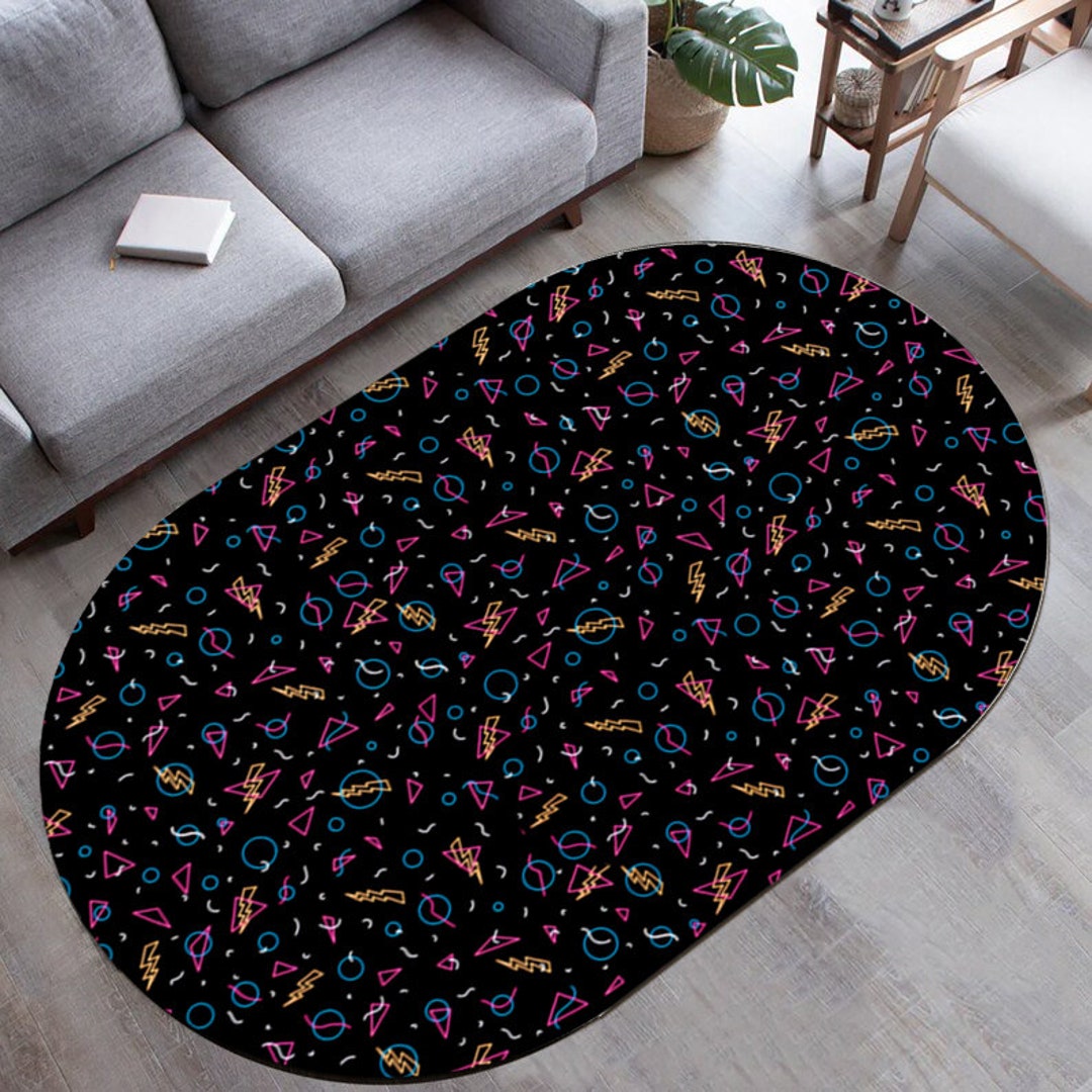Lightning Pattern Rug, Oval Rug, Kids Room Rug, Child Rug, Home Decor ...
