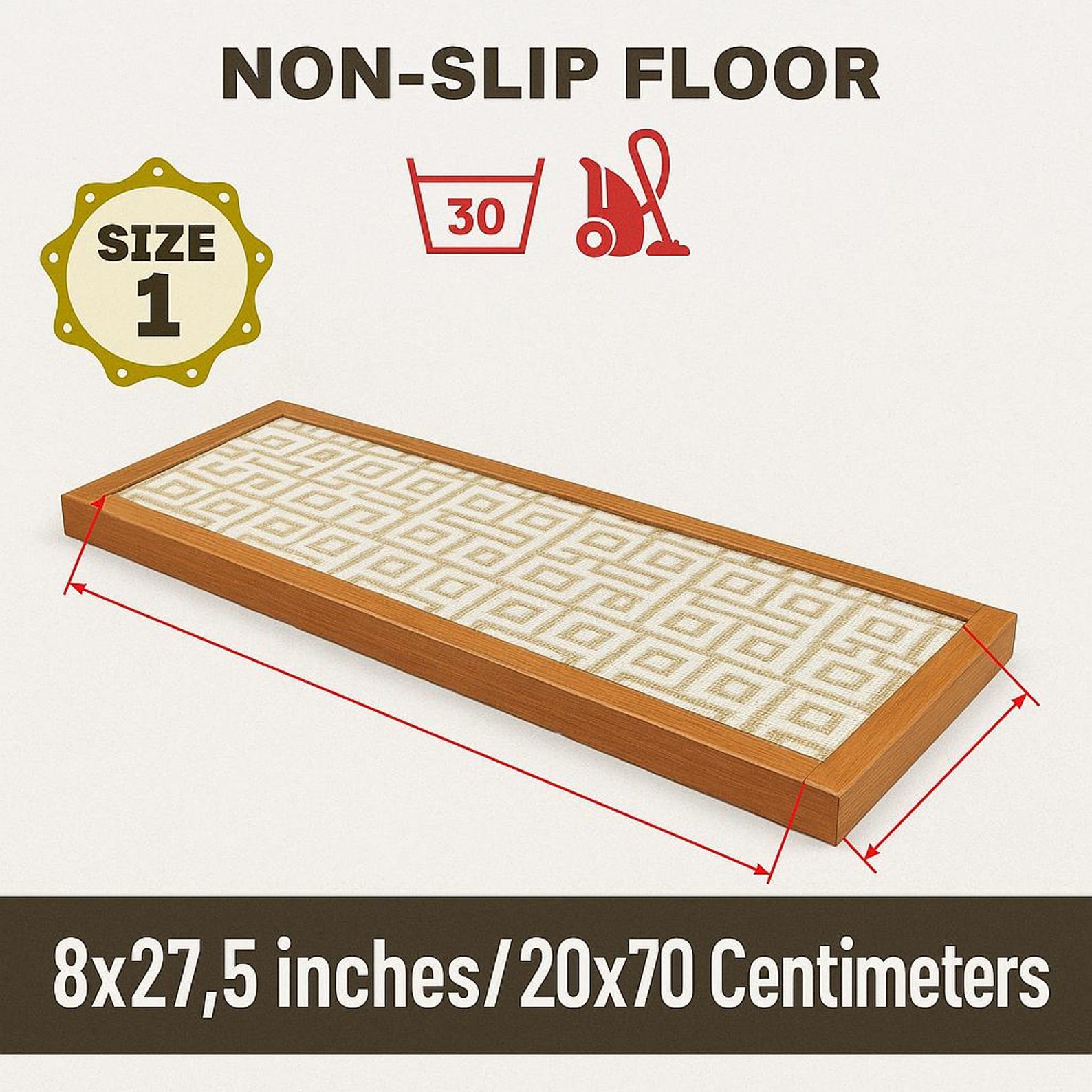 Non-slip Stair Tread Rug: Retro Brown Pattern, 3D Print - Etsy