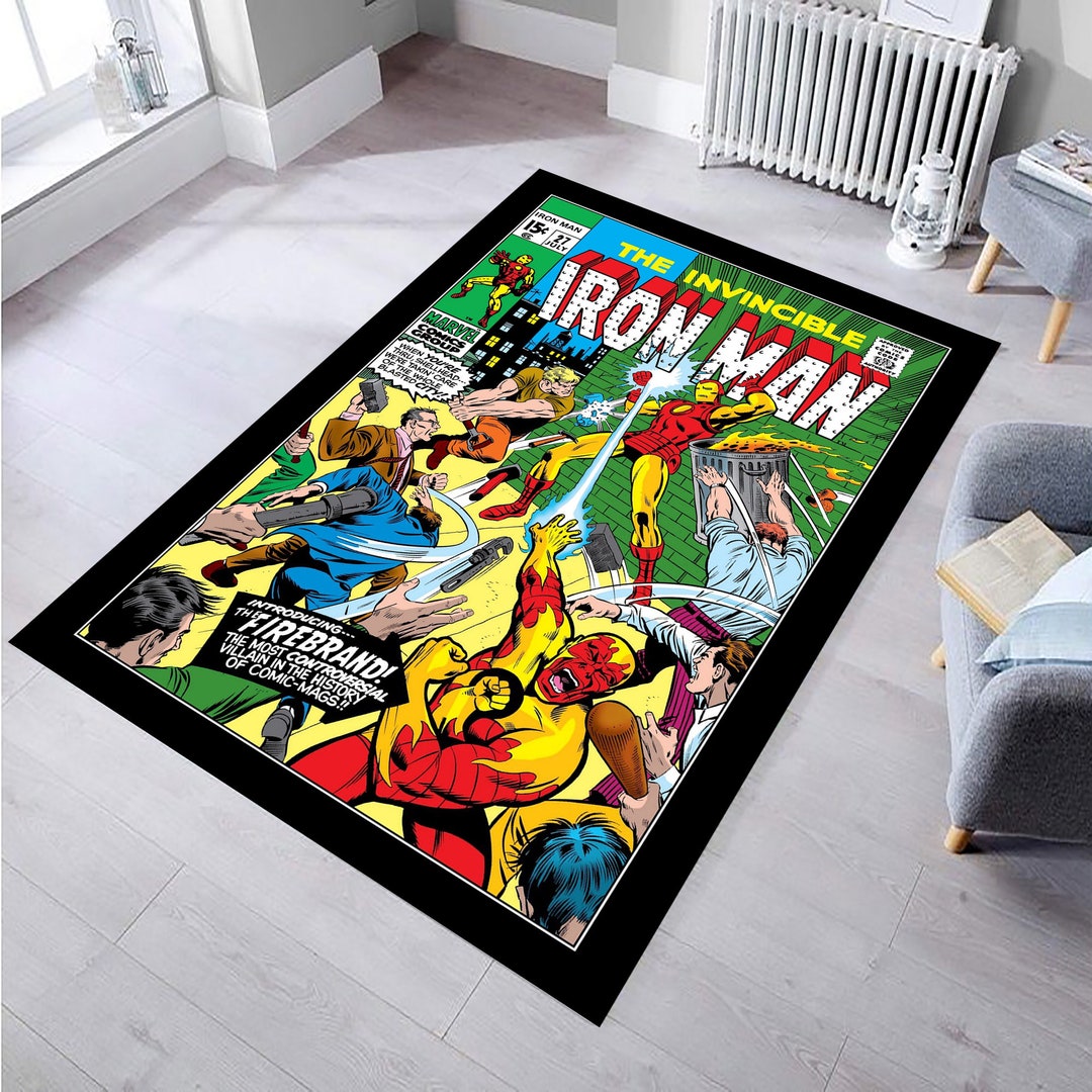 Iron Man Comic Book Cover Rug: Non-slip Kids Room Decor - Etsy