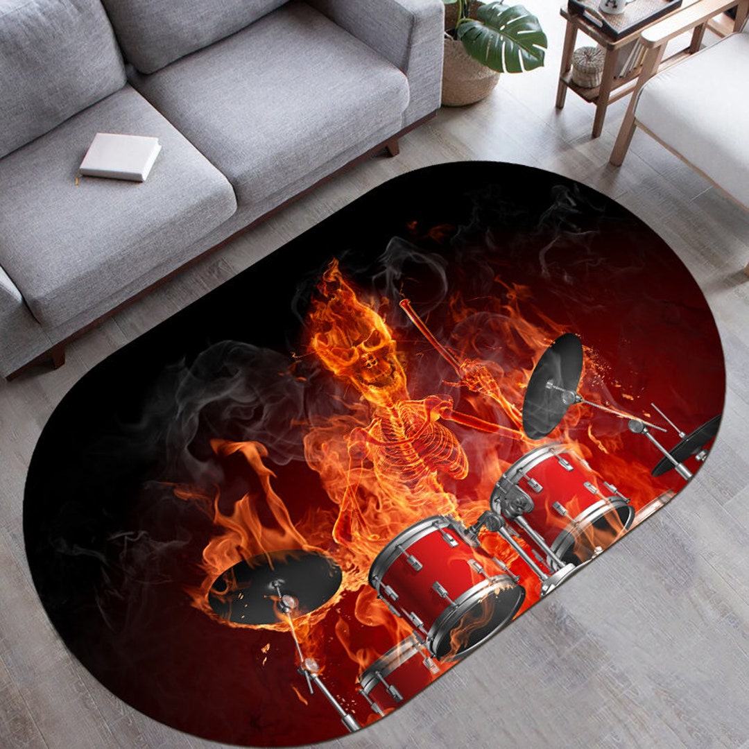 Drummer Skeleton Rug,music Rug,drum Rug,area Rug,wohnaccessoires,rugs ...