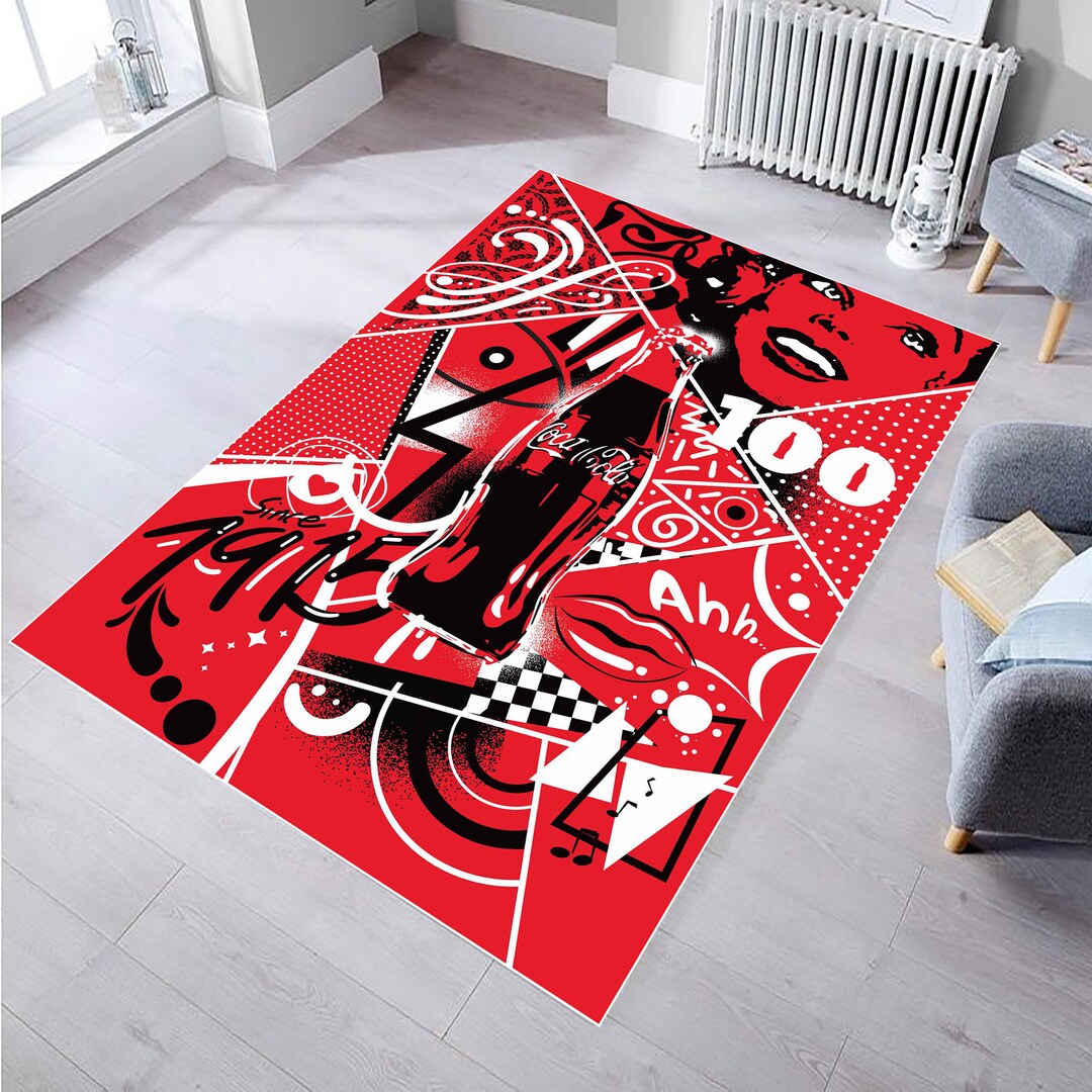 Coca Cola Rug,retro Rug,coca Cola Pattern, Red Rug,popular Rug,coke Rug ...