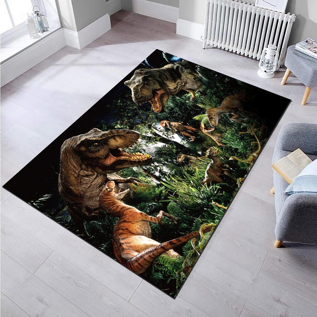 Dinosaur Area Rug: 3D Print, Non-slip Kids Room Decor - Etsy