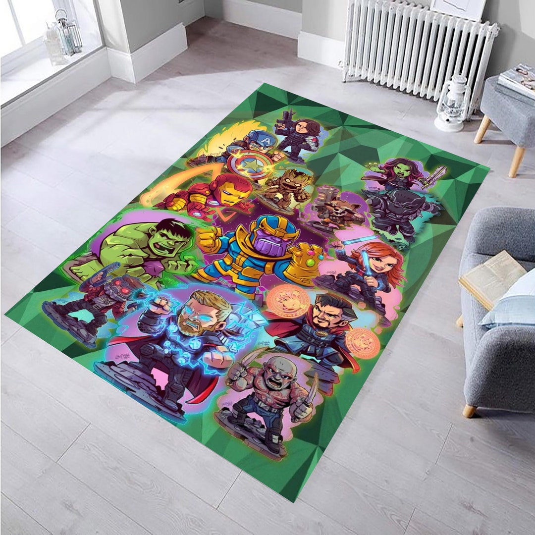 Avengers Rug: Superhero Kids Room Decor, Non-slip Area Rug - Etsy