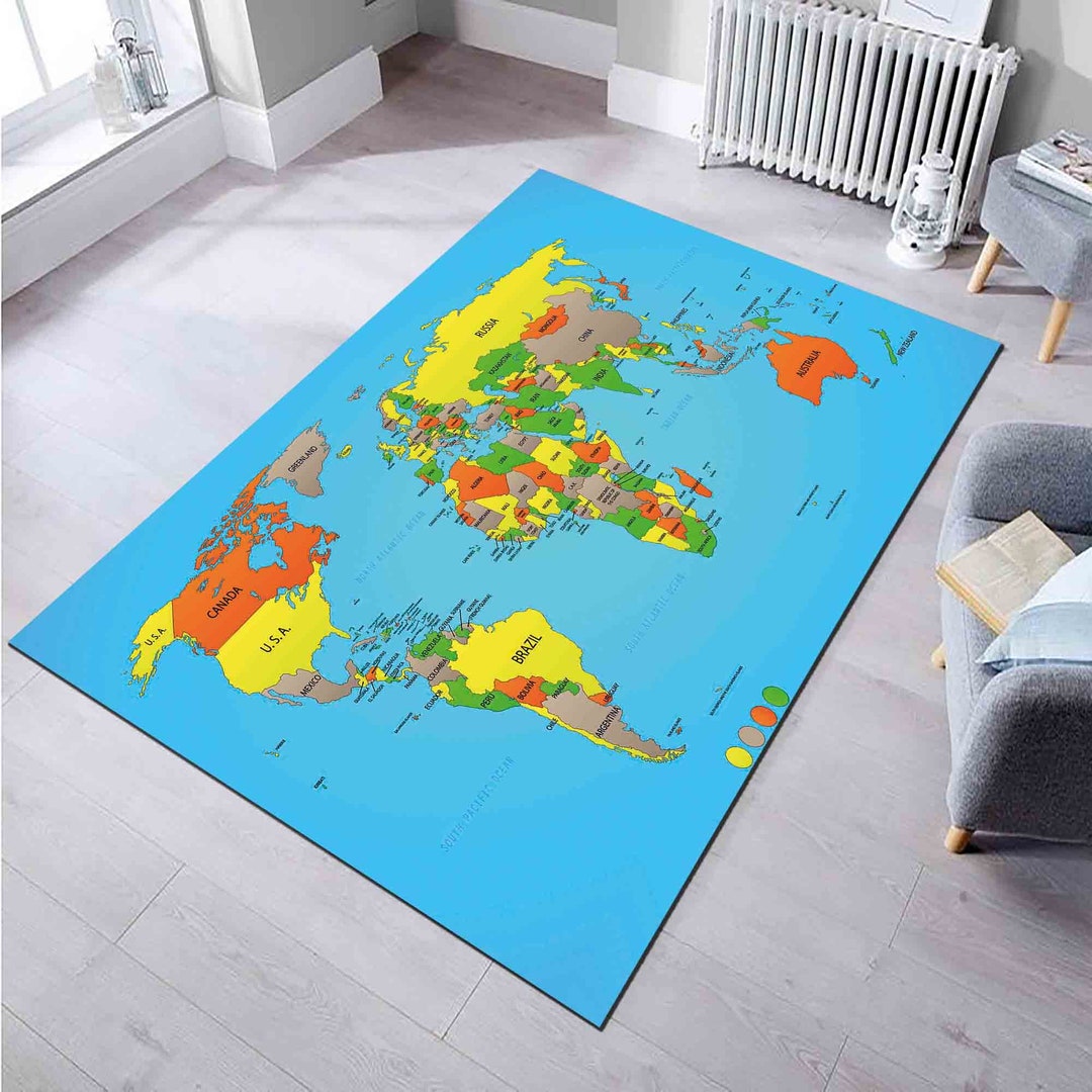 World Map, Retro Rug,popular Rug, Colorful Rug,home Decor Rug, Rugs for ...