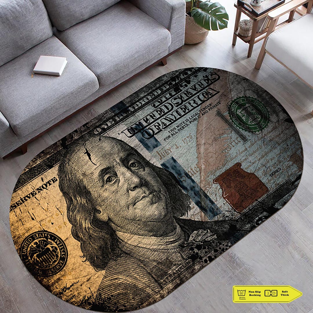 Money Rug, Benjamin Dollar Design, Oval Area Rug, Non-slip - Etsy