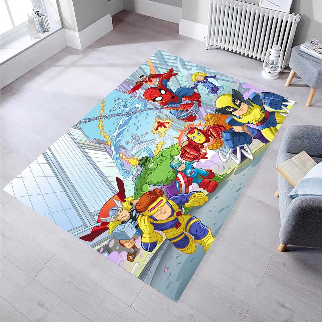 Captain America, Spiderman, Iron Man, Hulk Rug,kids Room Rug,themed Rug ...