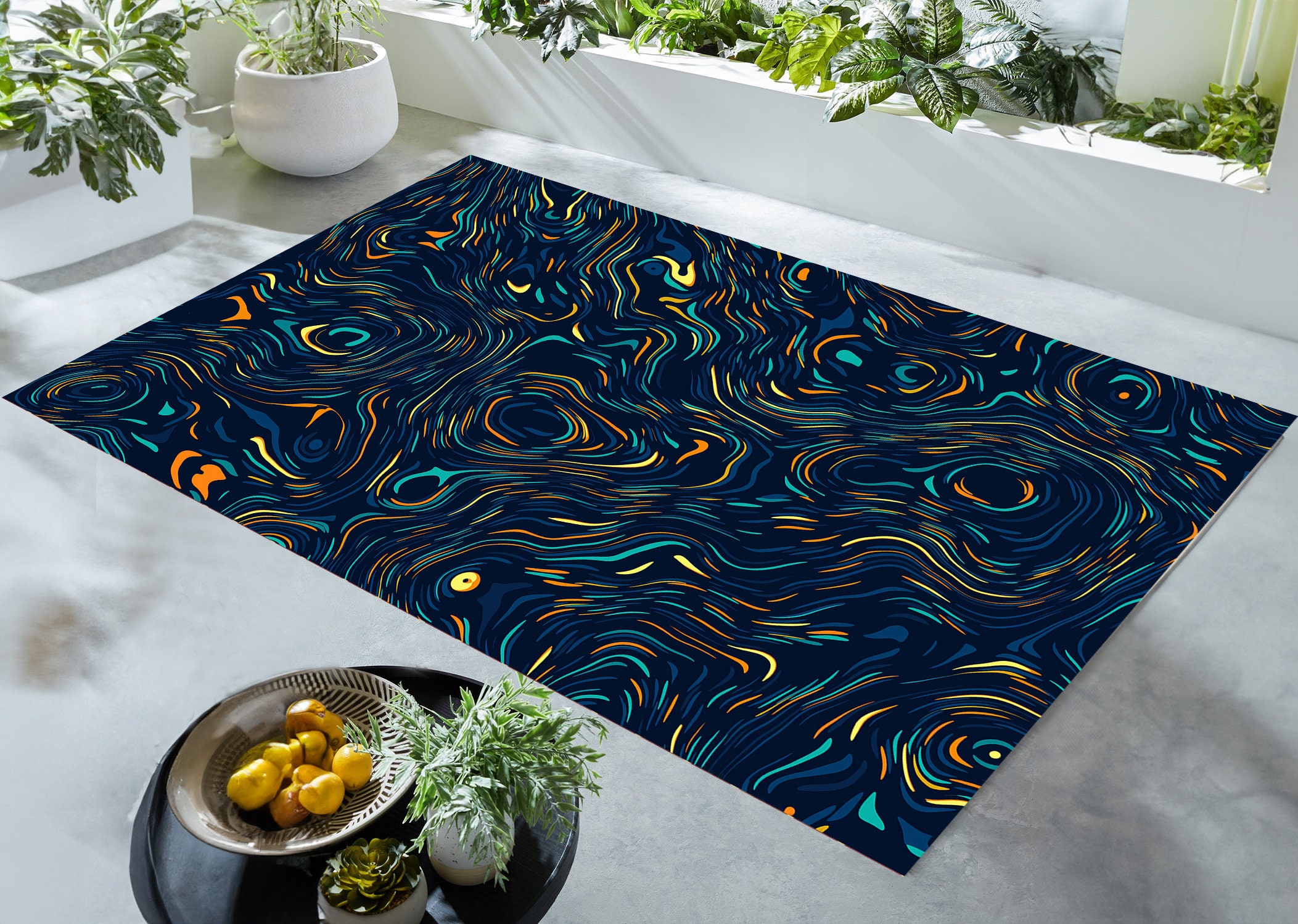 Abstract Art Rug: Modern Washable Non-slip Area Rug - Etsy