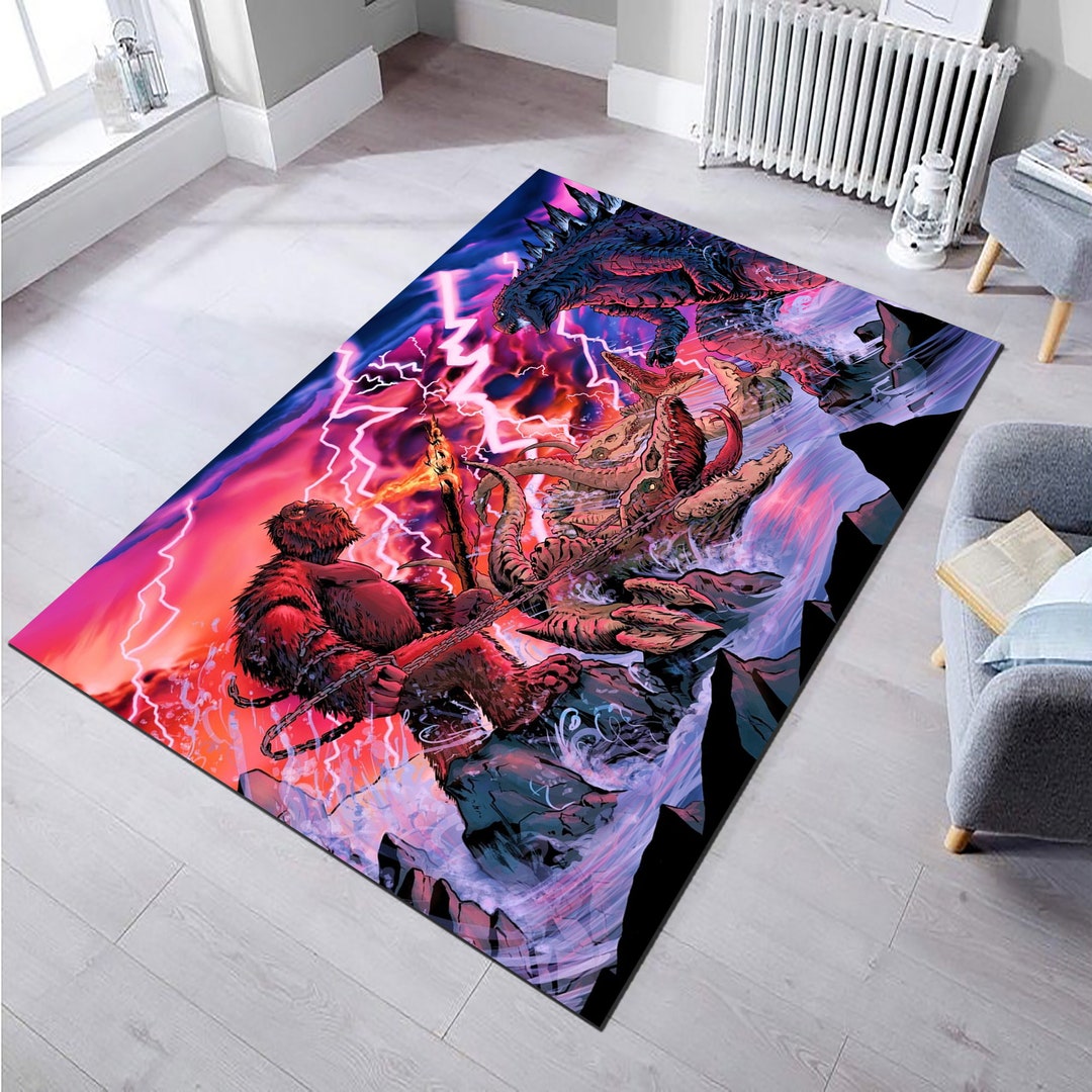 Godzilla Decor,godzilla,child Rug,boys Room Rug,kids Room Rug,cool Rug ...