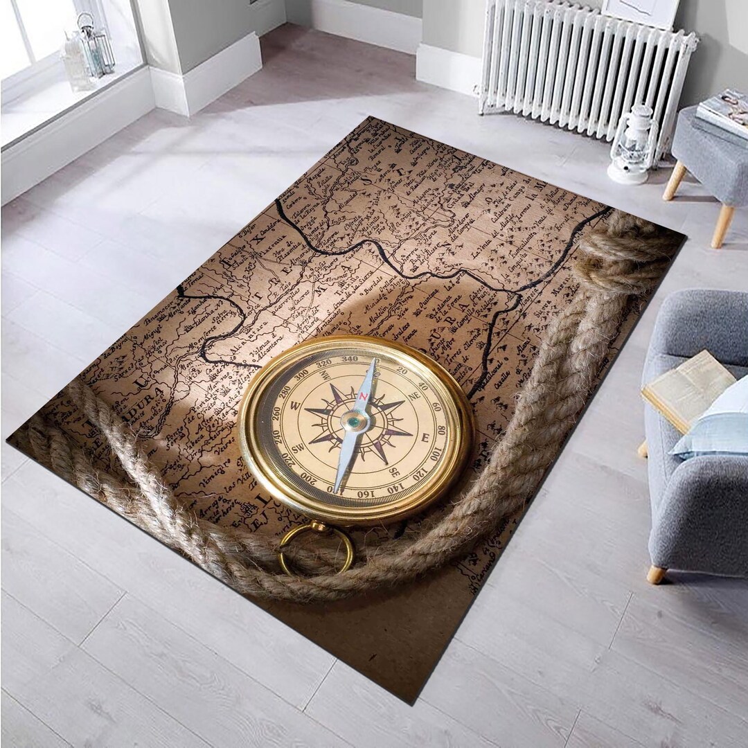 World Map, Retro Rug,popular Rug, Compass Rug,home Decor Rug, Rugs for ...