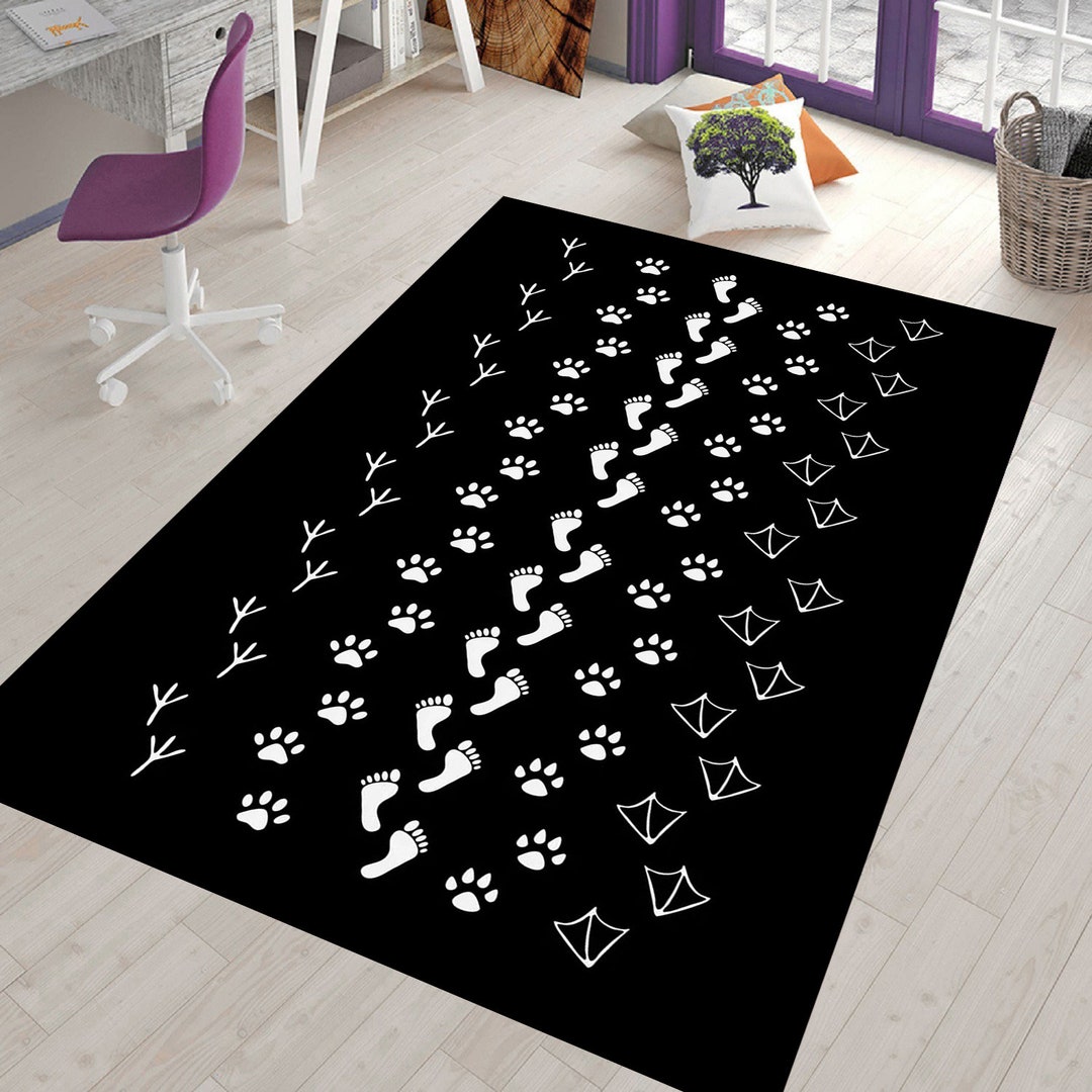 Foot Steps Rug, Different Footprints Rug, Human Step Rug, Unique Animal ...