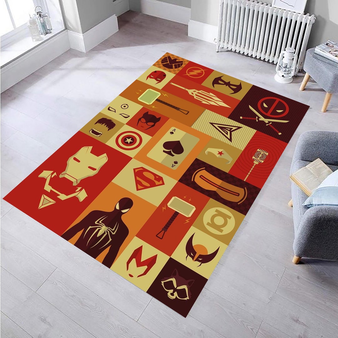 Captain America, Iron Man, Graduation Gift, Child Room Rug, Fan Rug ...