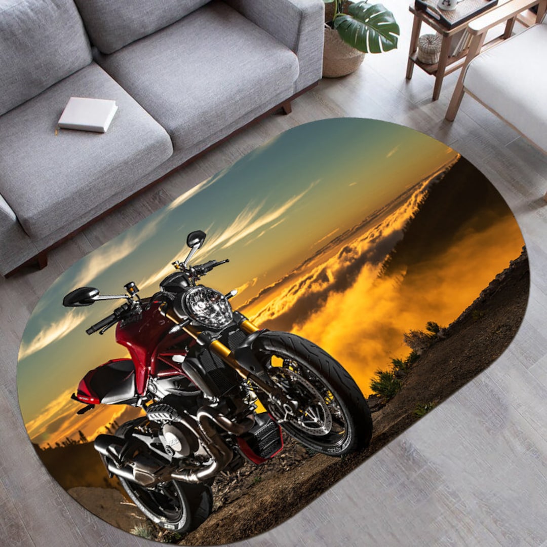 Sunset and Motorcycle Rug,motorcycle Rug,gift for Him,rug for Bedroom ...